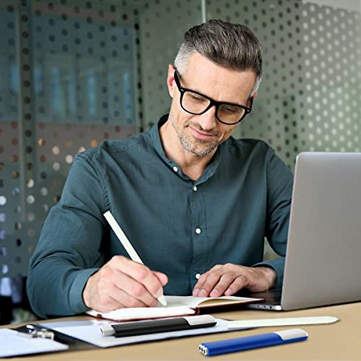 Zog Kraft Paper Barrel Writing Pen,Eco-Friendly Pens,Ballpoint Pen 1.0mm Fine Point Pen,Blue Ink 10pcs (White)