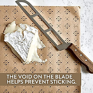 Formaticum Professional Soft Cheese Knife- 8" x 1.25" Soft Cheese Slicer, Non-Stick Stainless Steel Blade w/Void, Solid Walnut Handle, Great Cheese Charcuterie Accessories, Handmade in Italy