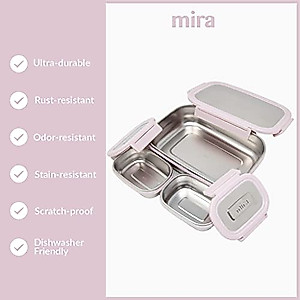 MIRA 3 Set Food Storage Containers with Lids, Stainless Steel Reusable Lunch & Food Nesting Containers, Candy Pink