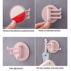 N/ 4 Round Non-Marking Hooks for Storage in Kitchen, Bathroom Storage Room and Wardrobe Room Without Drilling