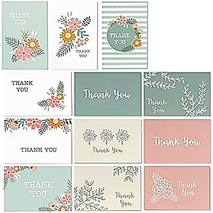96-Count Thank You Cards with Envelopes, Bulk Box Set Blank Thank You Greeting Notes for Baby and Bridal Shower Graduation Birthday Wedding Party, 12 All Occasion Assorted Floral Designs, 4 x 6 inches