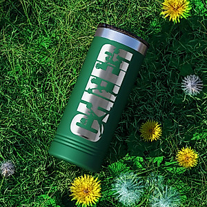 Cuptify Cheer Tumbler with Lid Laser Engraved on Green 22 oz Skinny Cup for Cheerleader Vacuum Insulated Birthday Gift for Cheerleading, Cheer Squad, Women