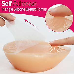 IVITA One Pair A Cup Self Adhesive Triangle Silicone Breast Forms Mastectomy Prosthesis Bra Enhancer Inserts Concave Bra Pads