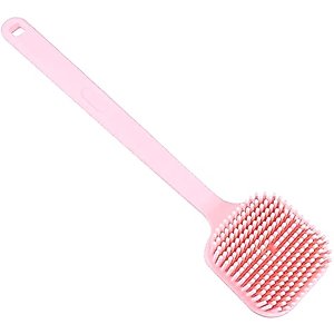 ZCX Body Brushes Silicone Bath Brush, Soft Bristles Body Shower Brush Back Brush Scrubber with Long Handle for Shower Body Brushes (Color : Pink)