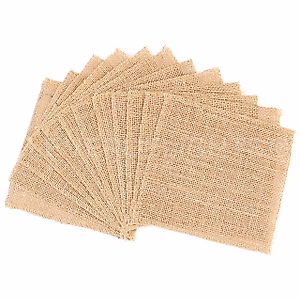 CleverDelights 6" Burlap Squares - 12 Pack - Premium Jute Burlap - Finished Edges