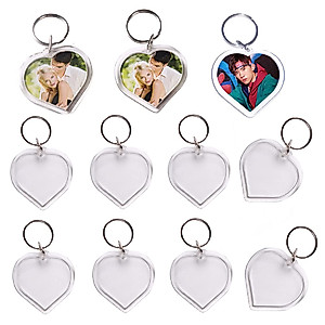 NATUWORLD 25Pcs Clear Acrylic Photo Keychains Blank Heart Shape Picture Frame Keychain Keyring Insert Personalized Keychain Snap in Insert Key Chain Keyrings Key Holder Great for DIY Gift
