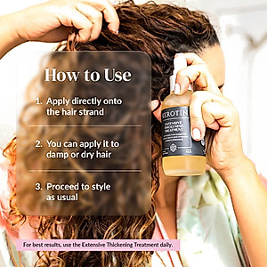 Kerotin Hair Thickening Spray with Keratin for Fine & Thin Hair Growth in Women, Heat Protectant, Repair Mist for Volume, Body & Shine, Diameter Booster, Natural, Sulfate & Cruelty Free, Made in USA