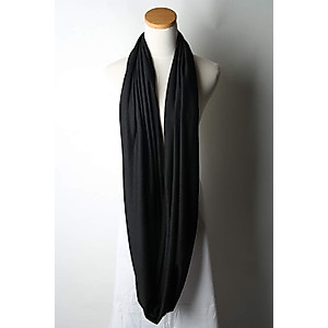 corciova Black Soft Girl Women Infinity Wrap Scarf Stretchy Jersey Knit Sleep Head Circle Scarf Continuous Loop Light Weight