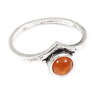 Carnelian Gemstone Silver Band Ring for Women Solid 925 Sterling Silver Ring Handmade by Goyal Exports SRG360E (US-3)