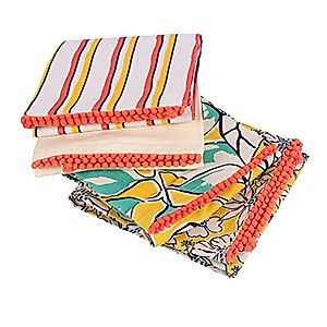 TARAN LIVING Dish Towels for Kitchen - 18x28 Inch, Printed Floral Yellow Tea Towels for Bar, Restaurant and Dishcloths - Pack of 4