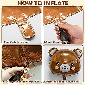 8Pcs Bear Balloon Farm Animal Balloons, Cute Bear Shaped Brown Balloons Foil Balloons for Baby Shower Decorations Animal Birthday Party Jungle Theme Party Decoration, Birthday Party Decor Supplies