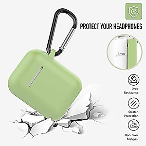 Coffea Protective Silicone Case with Keychain for Apple AirPods 1 & 2 (Front LED Not Visible) (Matcha Green)