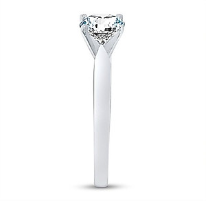 Size - 5 - Solid 14k White Gold Round Cut Four Prong Solitaire Wedding Engagement Ring CZ Cubic Zirconia 1.0ct.