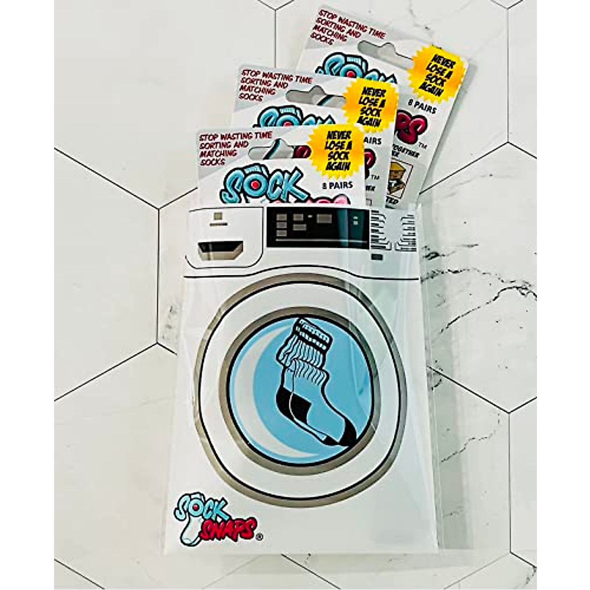 Black Sock Snaps, Sock Locks, Sock Clips for Washer and Dryer, Socks Organizer for Closet, Sock Keeper, Easy to Use Laundry Tool for Socks - 3 Pack Set, 8 Pairs per