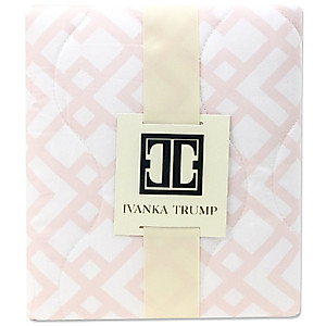 Ivanka Trump Wildflower Collection: Contoured Diaper Pad Cover for Diaper Changer - Trellis Pattern in White and Pink