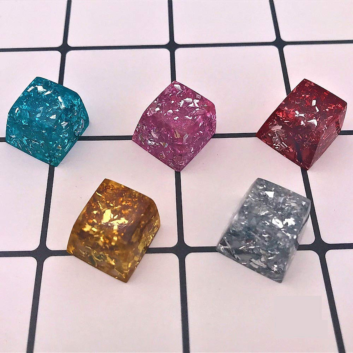 Handmade Resin & Foil Artisan Backlit Keycaps Translucent Key Caps OEM Profile for Cherry MX Gaming Mechanical Keyboard