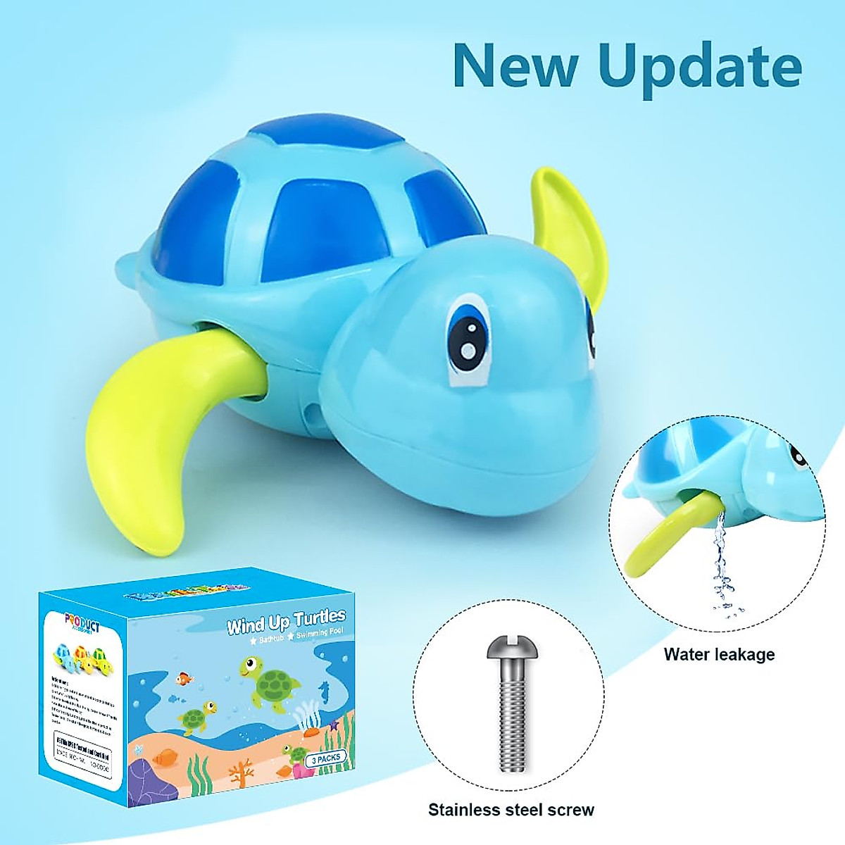 Bath Toys for Toddlers 1 2 3 4 5 Years Old,Pool Toys for Kids,Baby Funny Wind Up Swimming Turtle Bath Toy,Cute Floating Bathtub Water Toys,Gift for Preschool Child Boys Girls (3 Pcs)