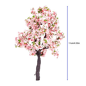 Yetaha 10PCS Pink Flower Model Tree Railway Train Diorama Garden Scenery Layout Architecture Trees for DIY Landscape, 11CM/4.33"