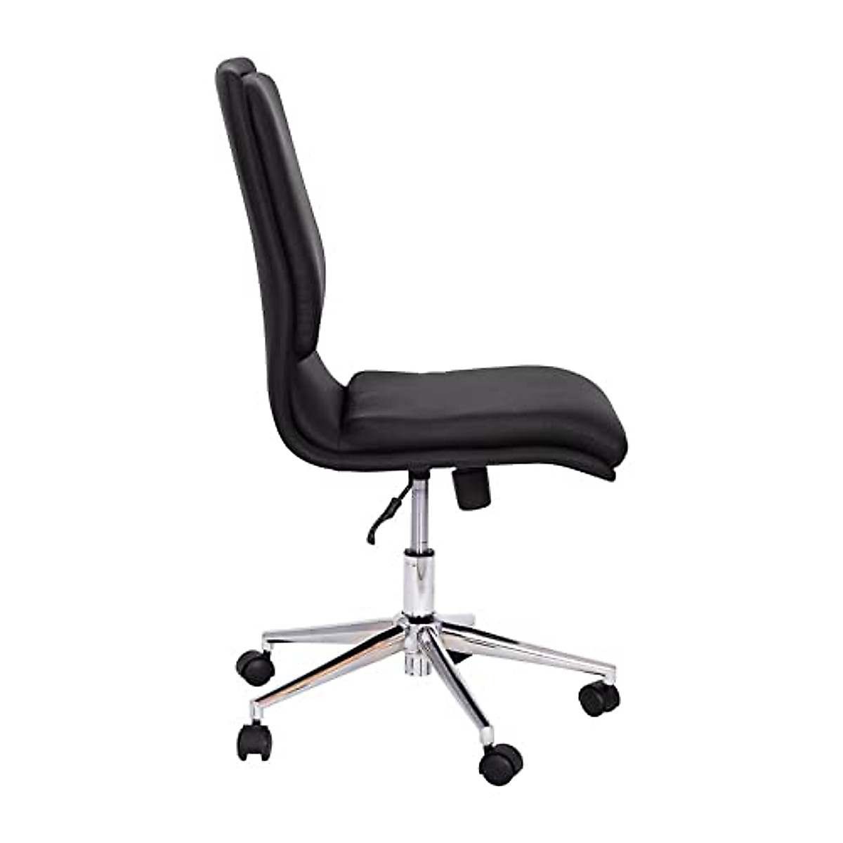 Flash Furniture Madigan Task Office Chair - Luxurious Black LeatherSoft Upholstery - Padded Mid-Back and Seat - Height Adjustable Chrome Base - Armless