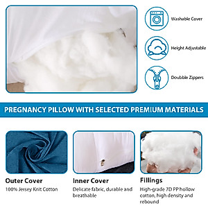 Victostar Pregnancy Pillow,57 inches U Shaped Maternity Pillow with Removable Cover Full Body Pillow Support for Back, HIPS, Legs, Belly (Navy Blue)