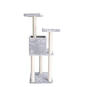 Gleepet GP78571022 Cat Tree, Real Wood Play House, Silver Gray,14 D x 27 6 W x 57 H