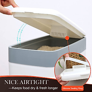 MATCHAIDEN7 26.5Lbs Airtight Rice Dispenser with Measuring Cup: Extra Large Rice Storage Container with Fresh Box and Side Storage Box, Perfect to Hold 25 Pounds of Rice