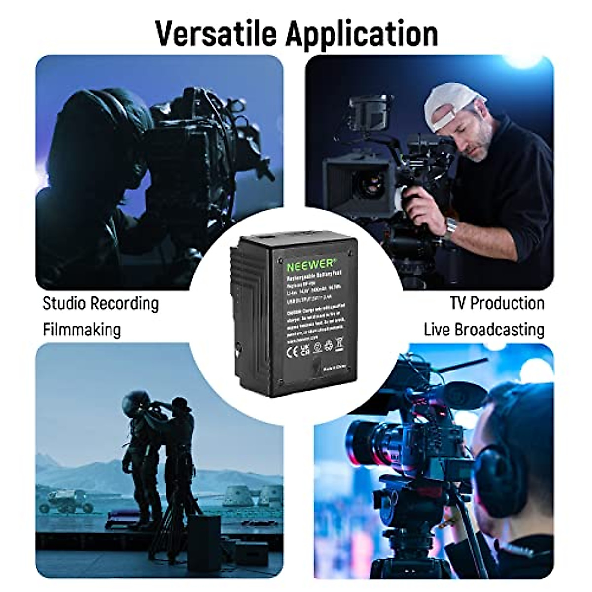 Neewer V Mount/V Lock Battery,94.7Wh 14.8V 6400mAh Mini Lightweight Rechargeable Lithium Battery for Broadcast Studio Video Camcorder, Compatible with Sony HDCAM XDCAM Digital Cinema Cameras, BP-V95