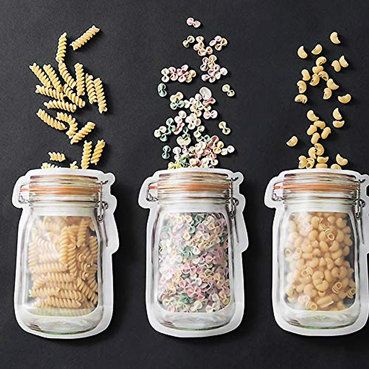 Fireboomoon 30 PCS Multi-Size Mason Jar Bottle Pattern Zipper Bags,Reusable Airtight Seal Leak-Proof Portable Food Snack Save Storage Pouch Bag for Travel Picnic Camping and Kids