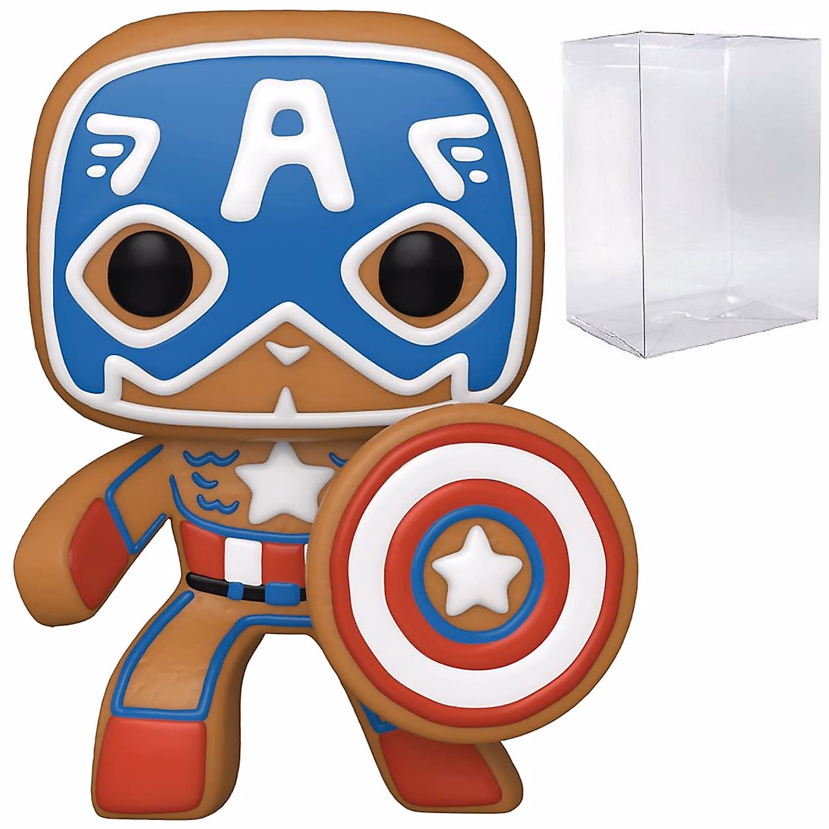 POP Marvel: Holiday - Gingerbread Captain America Funko Vinyl Figure (Bundled with Compatible Box Protector Case), Multicolored, 3.75 inches