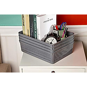 Eslite Plastic Organizing Baskets/Storage Tray Baskets,6-Pack,Gray