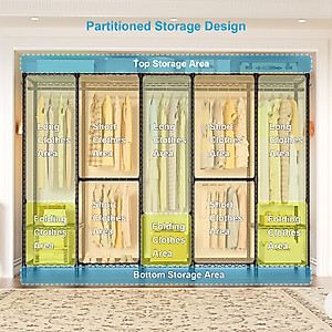 Ulif H50 Garment Rack Heavy Duty Clothes Rack, Freestanding Extra Large Portable Closet Wardrobe Rack, Clothing Racks for Hanging Clothes 89.8''W x 15.8" D x 76.4" H, Max Load 1400 Lbs, Black