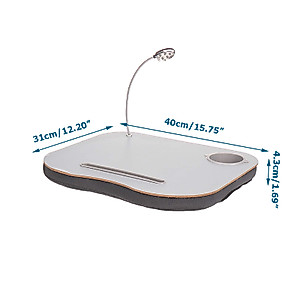 Oversized Velvet Lap Desk,Portable Home Office Laptop Stand,Couch Bed Table with LED Light & Cup Holder for Study Writing Reading Tv Tray-A 40x31cm(16x12inch)