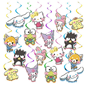 16Set Kawaii Hanging Swirls，Cute Birthday Party Decorations,Kawaii Anime Party Supplies