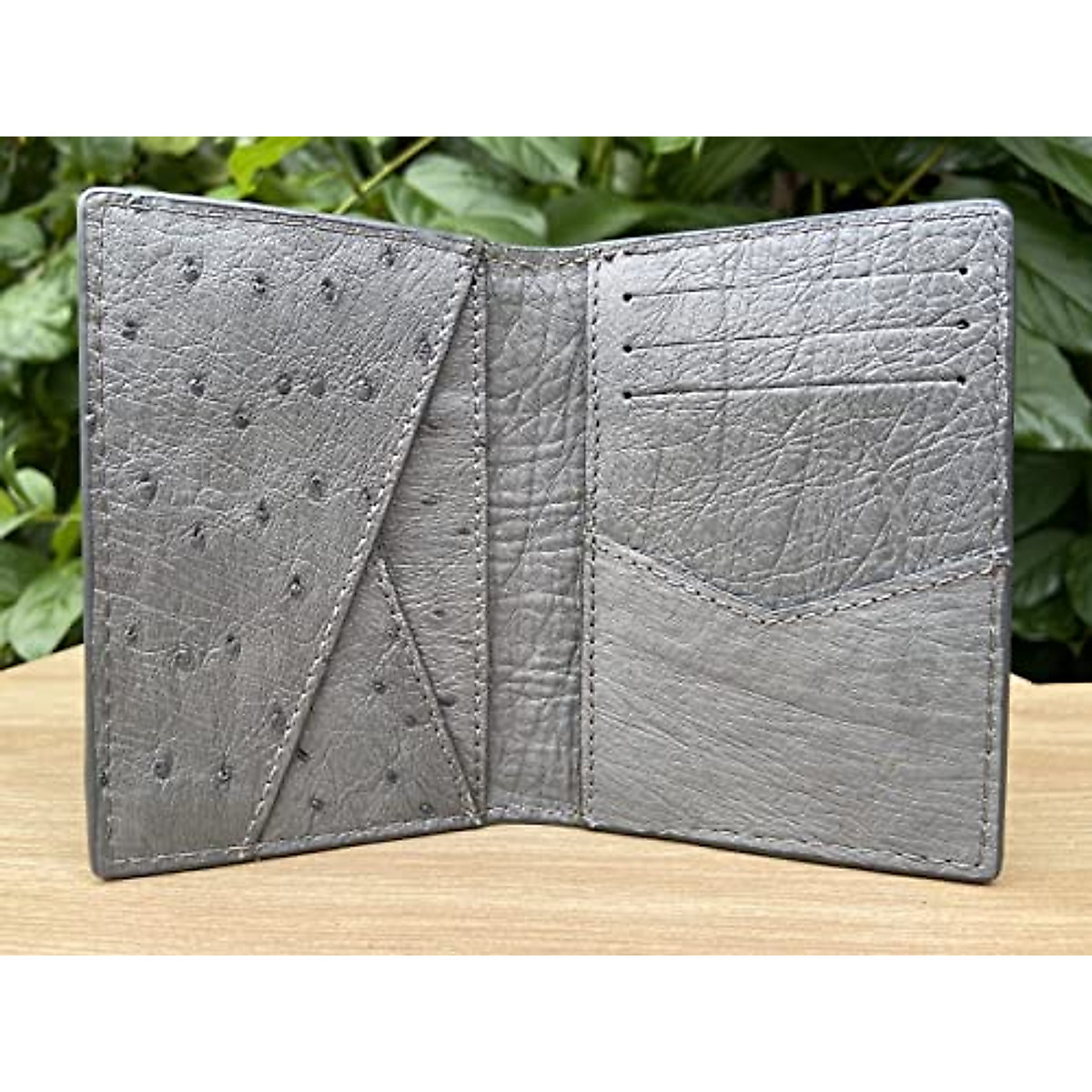 Doubleside Grey Body Ostrich leather skin Credit Cardholder, leather credit cardcase, leather creditcard cover