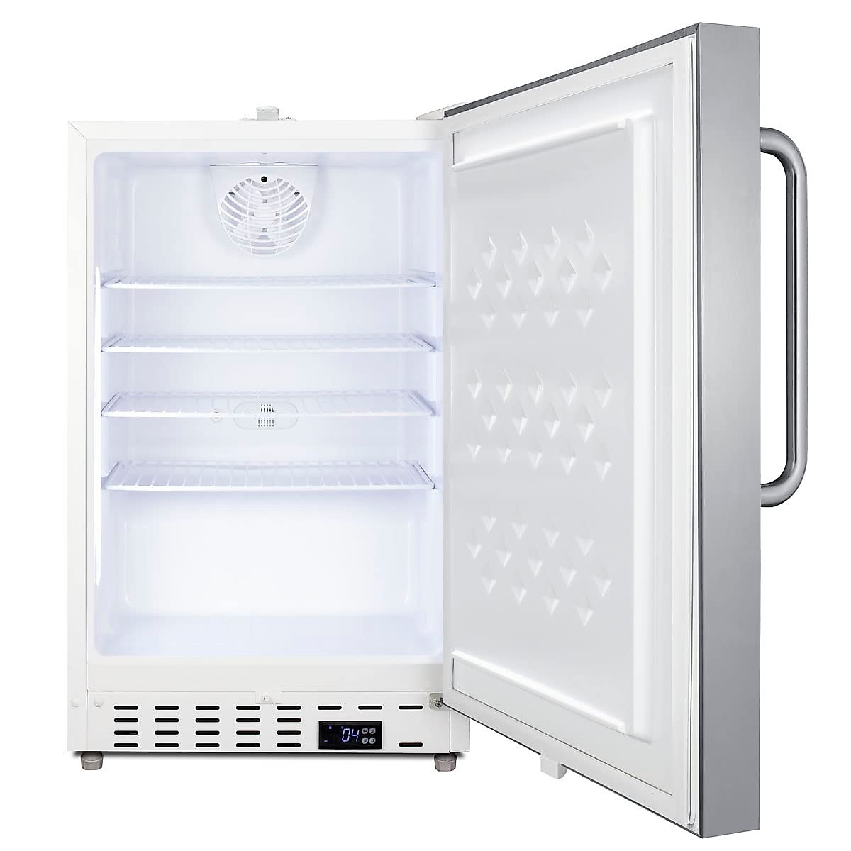 Summit Appliance SCR504SSTBADA 21" Wide Built-in Undercounter ADA Compliant Commercial All-refrigerator with Stainless Steel Door, Front Lock, Automatic Defrost and White Cabinet