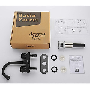 Bathroom Faucets 4 Inch Centerset Bathroom Faucet 2 Handle Faucet for Bathroom Sink with 2 and 3 Hole, Lead-Free Faucets for Bathroom Sink Vanity Rv Sink Faucet, Matte Black