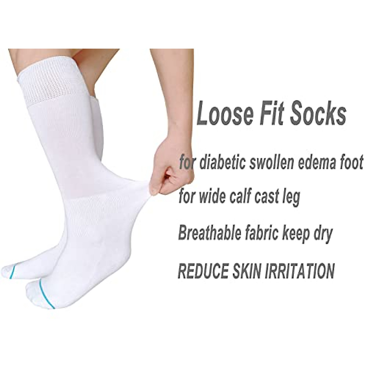 VEIGIKE Socks Liner for Orthopedic Walking Boots Walker Brace Shoe,Medical Tube Socks Under Air Cam Walkers and Fracture Boot Cast Surgical leg Cover White 2 Pairs