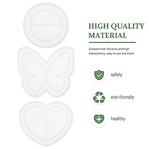 ARTIBETTER 3Pcs/ Set Jewelry Tray Silicone Mold Round Heart Butterfly Shape Trinket Tray Resin Molds Crystal Epoxy Casting Mold for DIY Rings Jewelry Dish