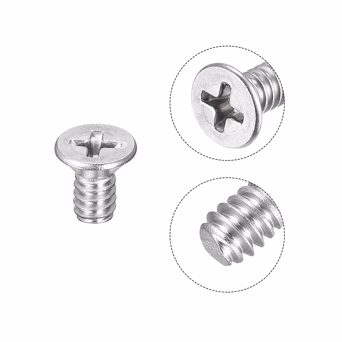 uxcell 10#-24x3/8" Flat Head Machine Screws Phillips 304 Stainless Steel Bolts 100pcs