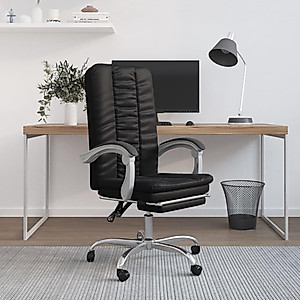 MBFLUUML High Back Computer Chair, Home Office Chair, Reclining Office Chair Black Faux Leather Suitable for Home Office