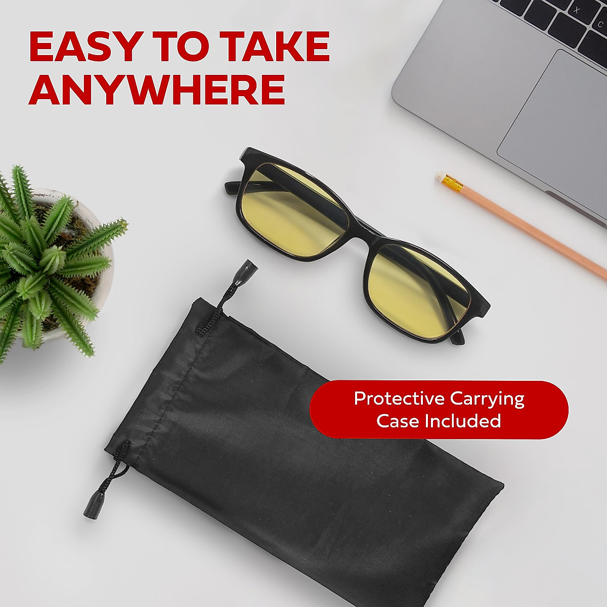 Exerscribe Bluelight Gaming Glasses - Amber Tinted Blue Light Glasses for Men & Women - Night Lenses for Driving, Strain and Fatigue