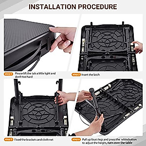 Small Folding Table Portable for Camping - Mondoshop Adjustable Height Lightweight Foldable Table with Nets for Outdoor Cooking, Picnic, Beach, Travel