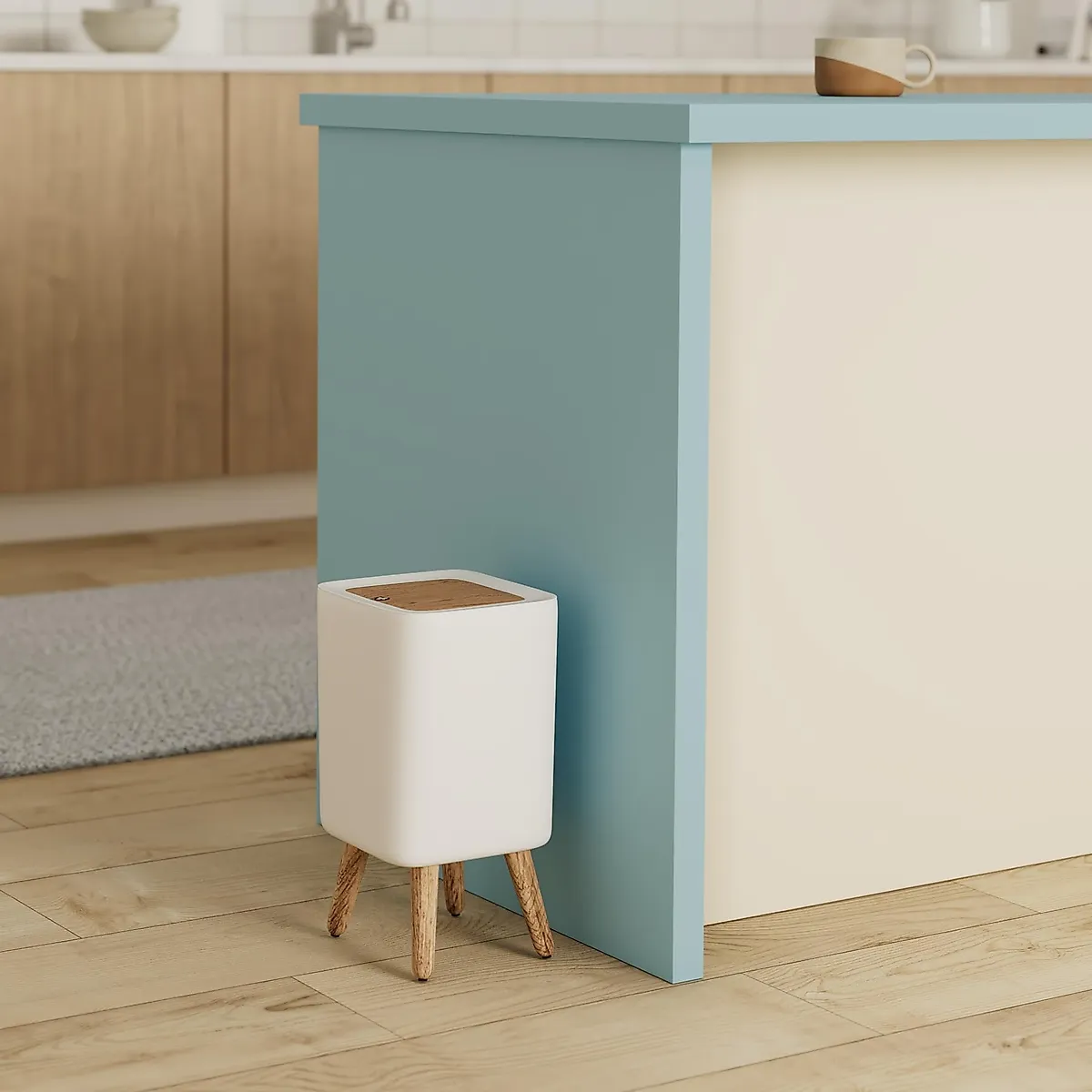 WanWanKa Mini White Plastic Trash Can, 2.6 Gallon Capacity, Slim Design, Anti-Odor, Easy to Clean, Suitable for Any Place