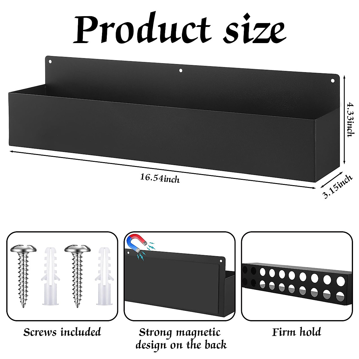 Gisafai 2 Pcs Magnetic Aerosol Spray Can Holder Heavy Duty Magnet Toolbox Bottle Holder Easy Install Spray Can Organizer Wall Mounted Spray Bottle Rack for Garage (Black,16.54 x 3.15 x 4.33 Inch)