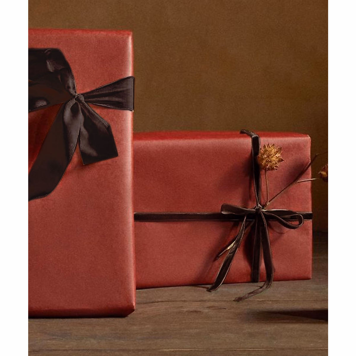 Utehilly Brown Christmas Velvet Ribbon for Tree, Gift Wrapping, Flower Bouquet, Wreath Decorations, Bow Making 3/8'', 25 Yards