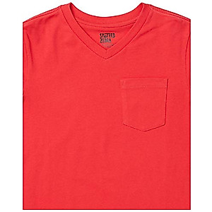 Amazon Essentials Boys' Short-Sleeve V-Neck T-Shirt Tops (Previously Spotted Zebra), Pack of 5, Green/Charcoal/Blue, BMX Print, Medium