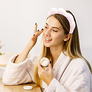 LIVETA 4 PCS Sponge Spa Headband for Women Washing Face,Makeup Headbands, Non Slip Puffy&Terry Cloth Fabric Hairband,Skincare Headbands for Girls Makeup, Thick Thin Headband for Makeup Removal(pink)