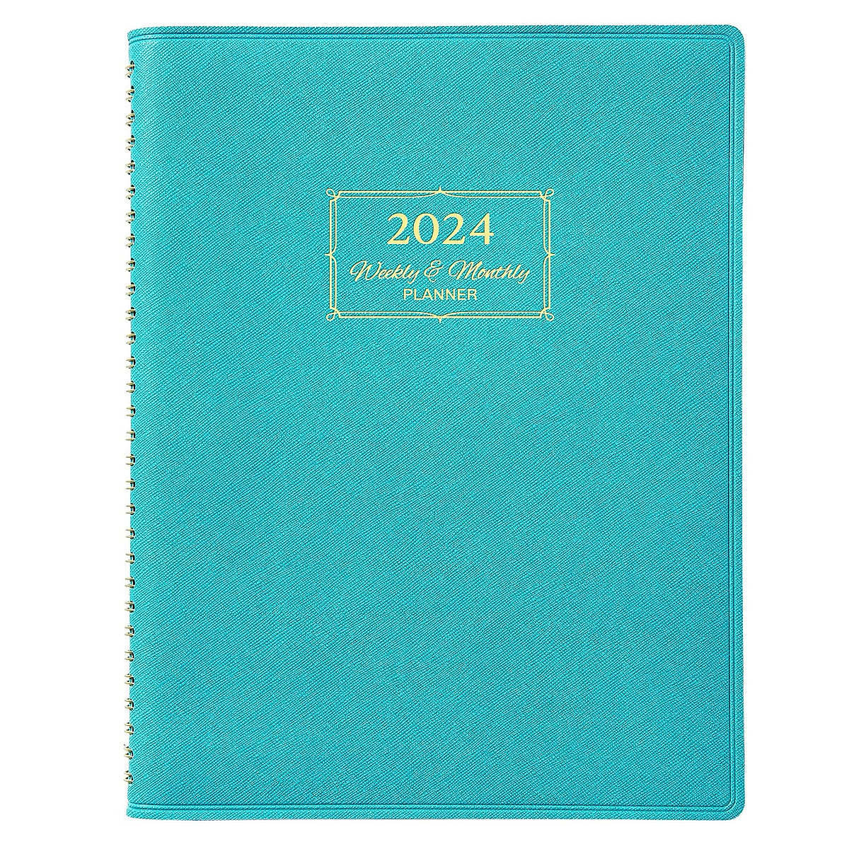 2024 Planner - Planner 2024, Monthly planner 2024 with Leather Cover, 8.5 x 11, from Jan 2024 to Dec 2024, Twin-Wire Binding, 12 Printed Monthly Tabs