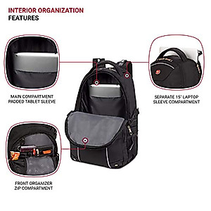 SwissGear 3258 Laptop Backpack, Black, 18.5-Inch