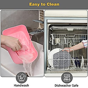 OUTXE 2-Pack 10 QT Silicone Air Fryer Liners for Ninja Dual Zone DZ401/DZ550, Reusable Rectangular Air Fryers Silicone Pot Inserts for Oven Microwave Accessories (Grey+Pink)